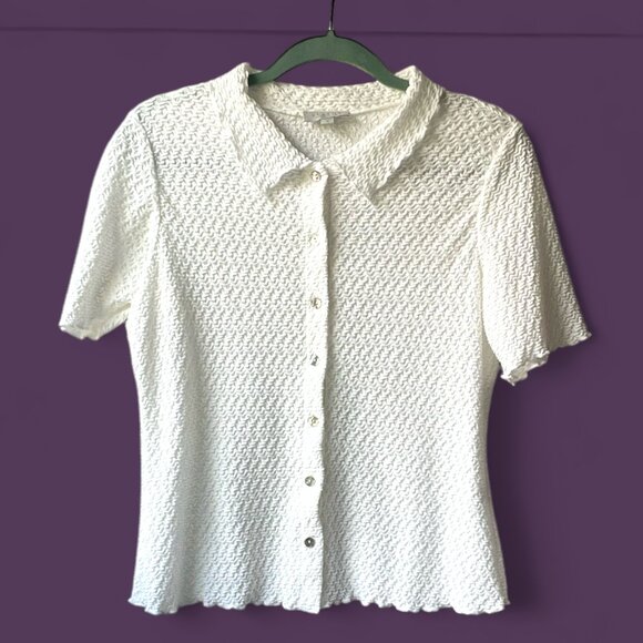 Status By Chenault | Tops | Status By Chenault White Textured Womens ...